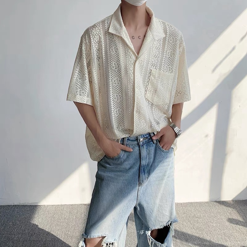 Mannered x HUILISHI See Through Shirts OVER SIZING BIG SIZING Laced ...