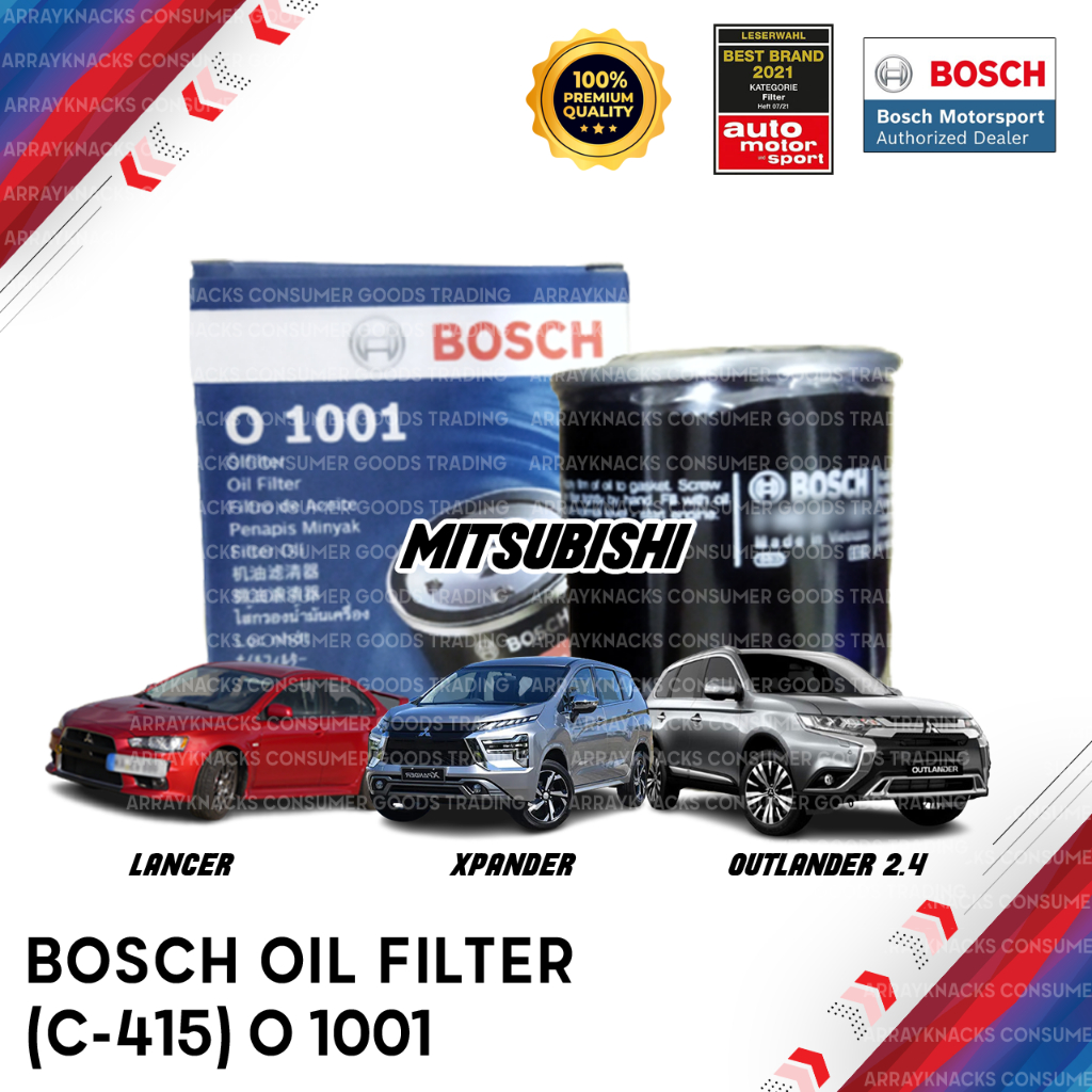 Bosch Oil Filter O1001 for Mitsubishi Lancer/Outlander/Xpander | Shopee ...