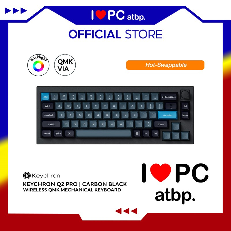 Keychron Q2 Pro Knob QMK Keyboard (Carbon Black, 65%, Wired/Bluetooth ...