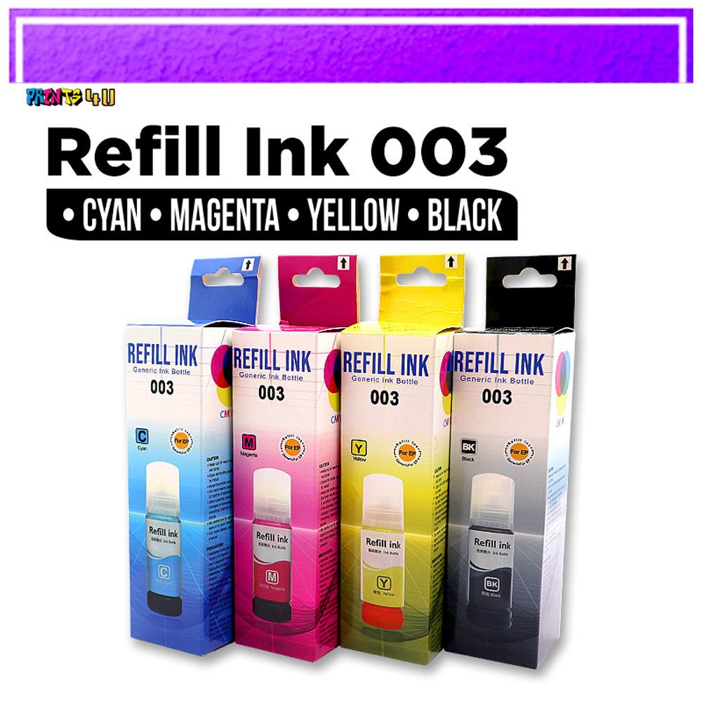 Refill Ink for Inkjet Printer 003 Dye Ink L1100/L1120/L2140/L3100/L3110 ...