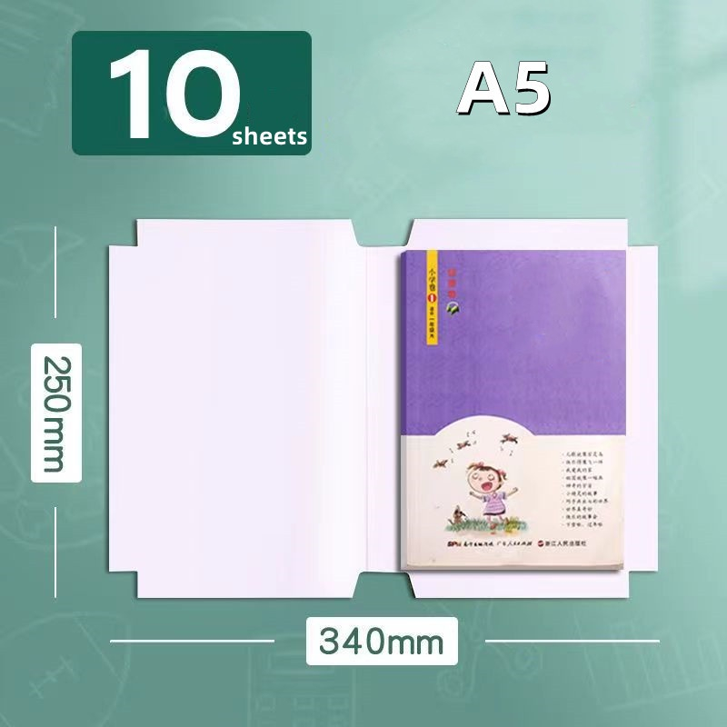 10 Sheets Transparent Self-adhesive Book Wrapper Protective Cover S/M/L ...
