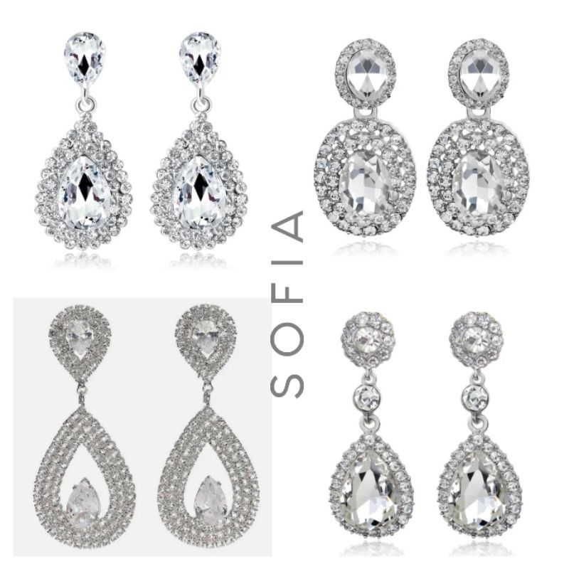SOFIA* Wedding Rhinestone Drop Earrings | Shopee Philippines