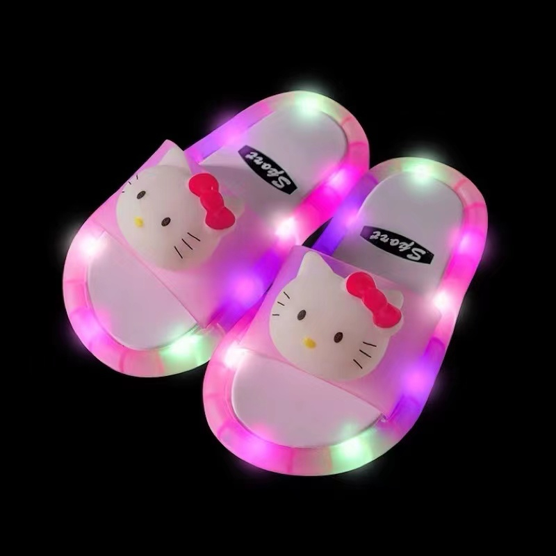 Kids LED slippers with flash light girl boy luminous non-slip indoor ...