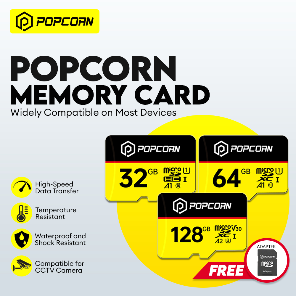 Popcorn Ultra MicroSD XC UHS-I Memory Card with Adapter IPX7 Waterproof ...