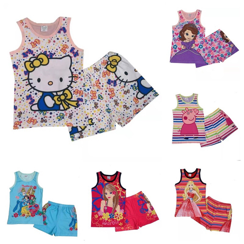 Kids girls(sando and shorts sets) terno Cartoon patterns in various ...
