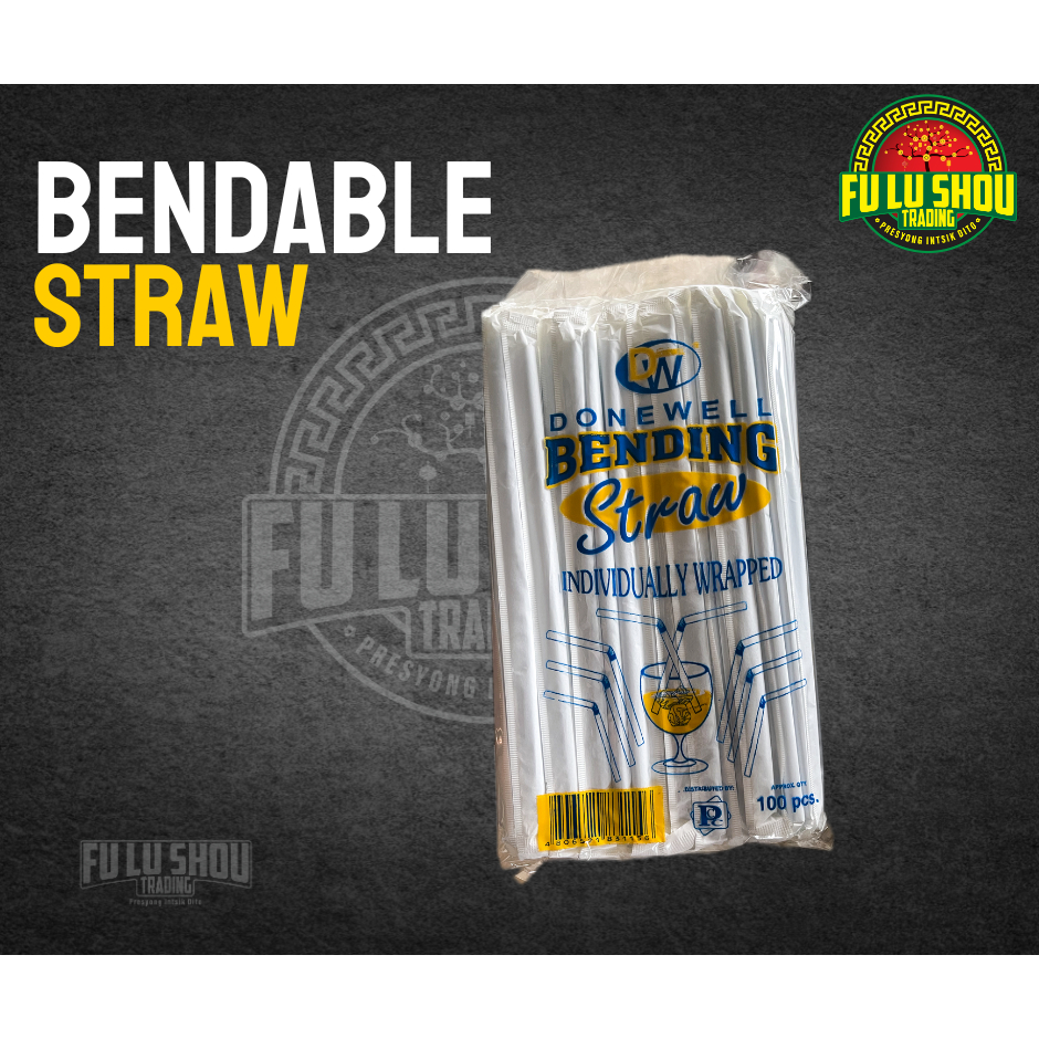 Bendable straw Individually wrapped White [100pcs] - Plastic Straw ...