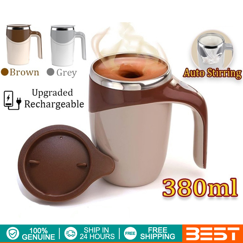380ml Automatic Mixing Cup Creative Stainless Steel Coffee Milk Self ...