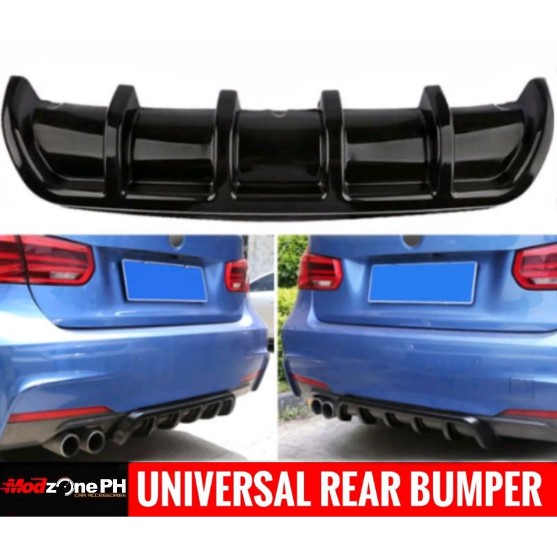 UNIVERSAL CAR REAR BUMPER LIP DIFFUSER 6 FIN STYLE DESIGN CAR BACK ...