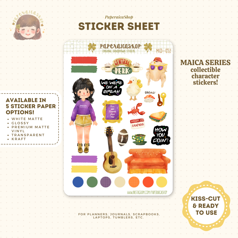 FRIENDS Girl Stickers, Cute Girl Stickers, Journal Stickers, Monica ...