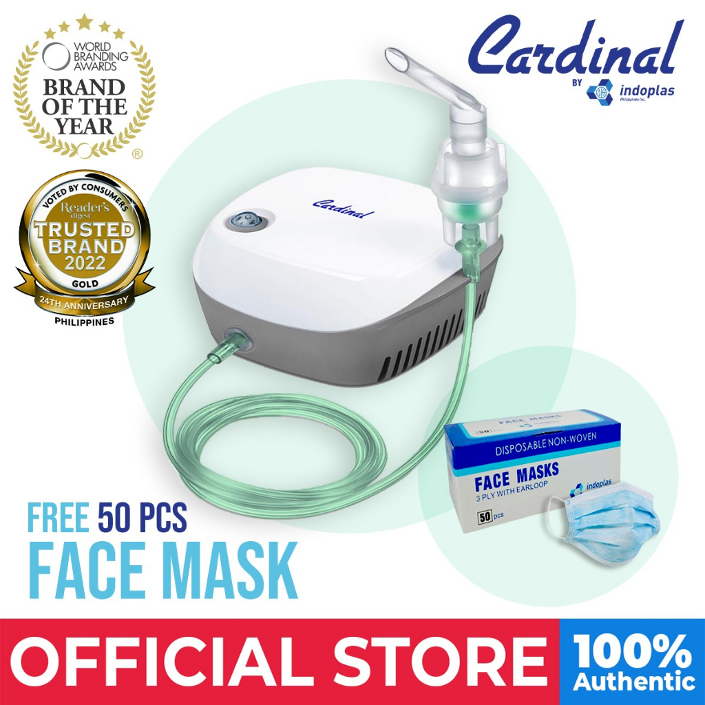 Indoplas Cardinal Mini Nebulizer With 1 Box of Face Mask with Earloop ...