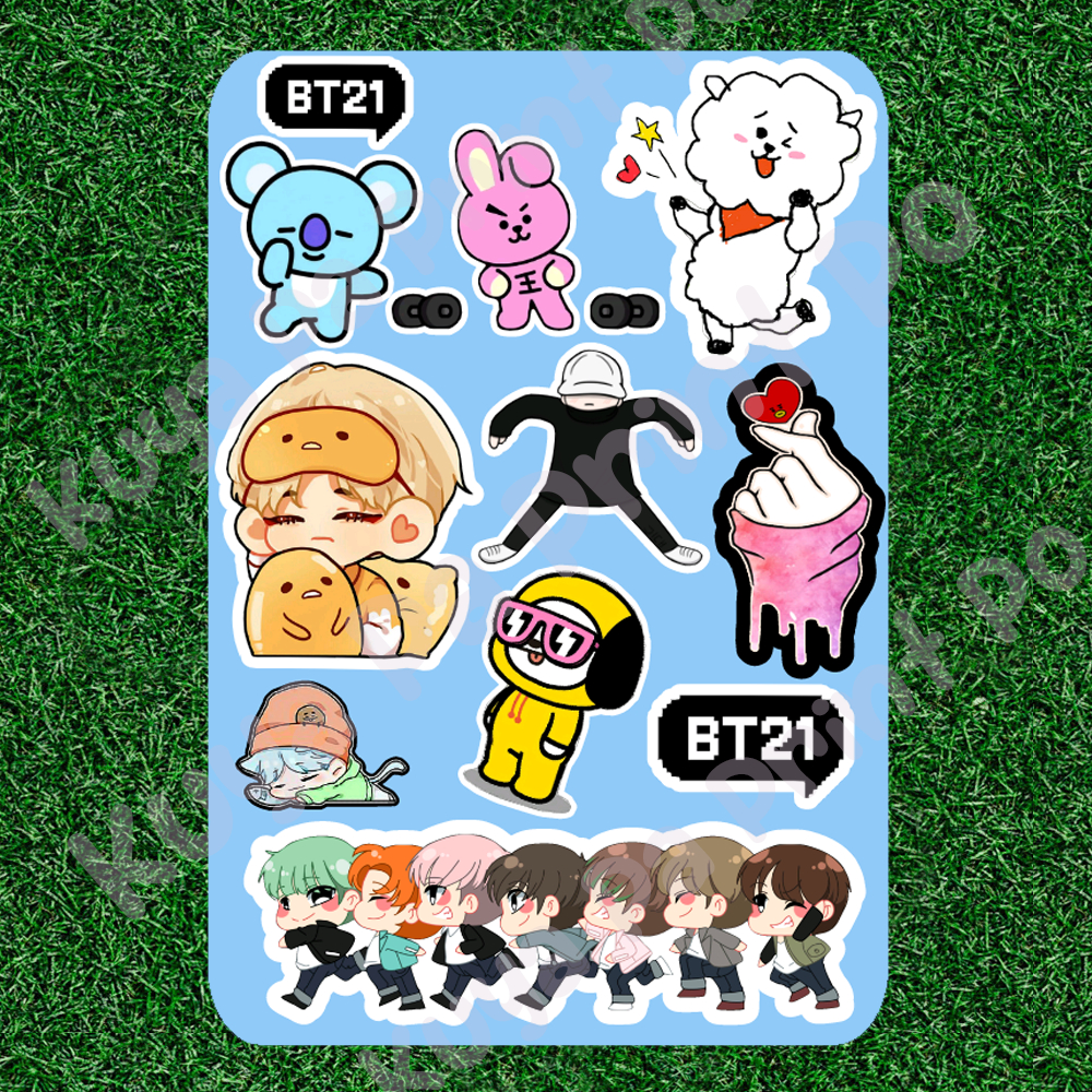 (10pcs) BTS Kpop Stickers Set - Glittered Effect (Scratch Proof and ...
