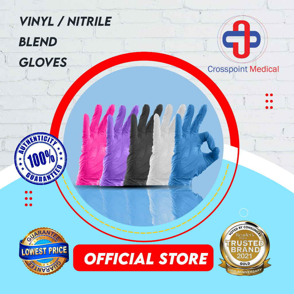 Crosspoint Vinyl/Nitrile Blend Food Glove 100pcs/box | Shopee Philippines