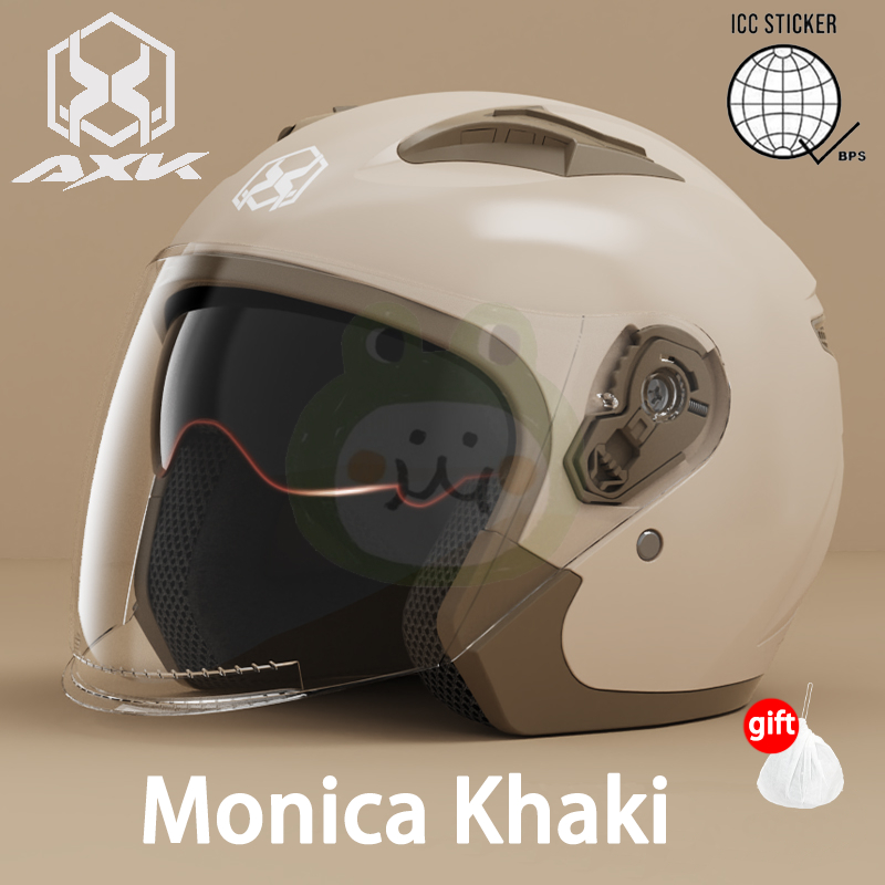 AXK 801 Double Miorr Motorcycle Half Face Classic Helmet | Shopee ...