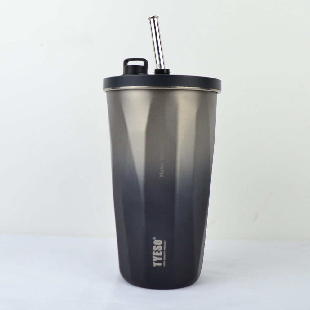 Original Tyeso Vacuum Insulated Tumbler With Straw Portable Stainless Steel Sport Water Bottle ...