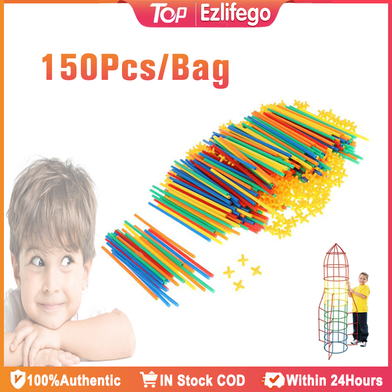150Pcs Straw Constructor Toys Straw Toy Interlocking Plastic Toys ...
