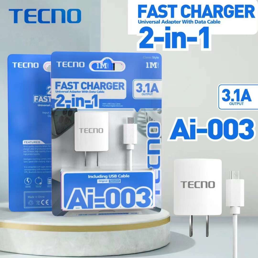 PinSan TECNO 2 in 1 travel fast charging 2.1A charger with wire Android ...