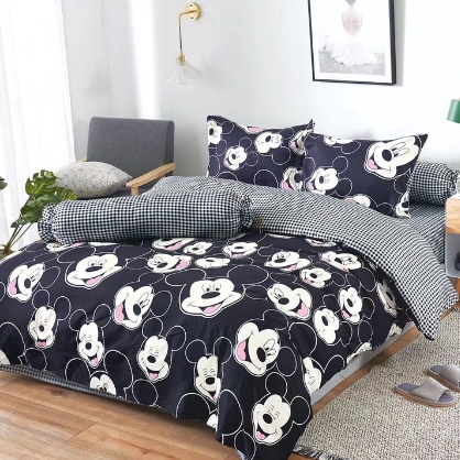FALCON 3in1 Korean Cotton Garterized Bedsheet Set Single Double Queen Mickey Mouse Disney ...