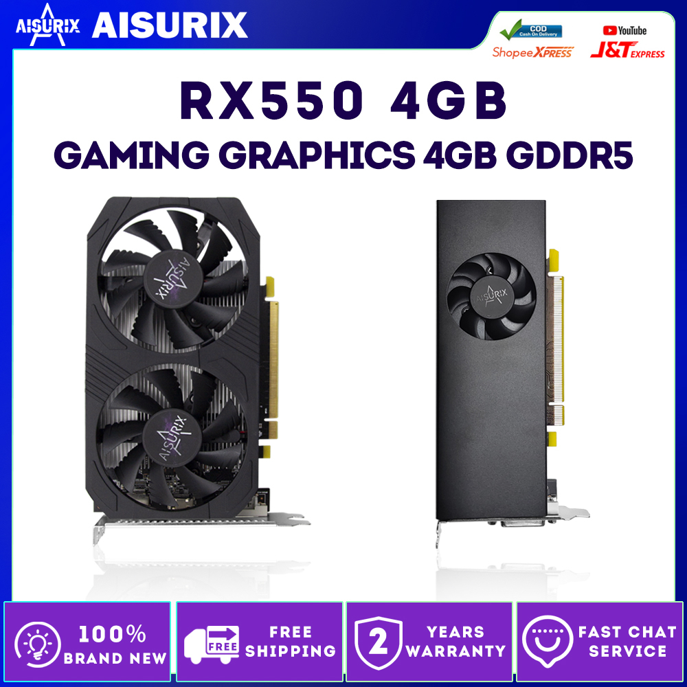 AISURIX 100% Graphics Card RX 550 4GB New Gaming Computer GPU GDDR5 ...