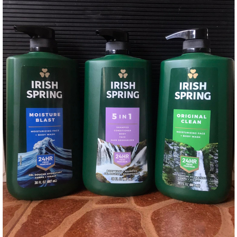 Irish Spring Original Clean , Moisture Blast ,5 in 1 Body Wash 30oz ...