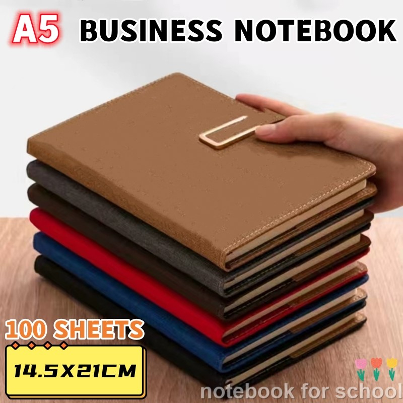 NFS A5 PU Leather Business Notebook 100 Sheets Notepad Magnetic Snap ...