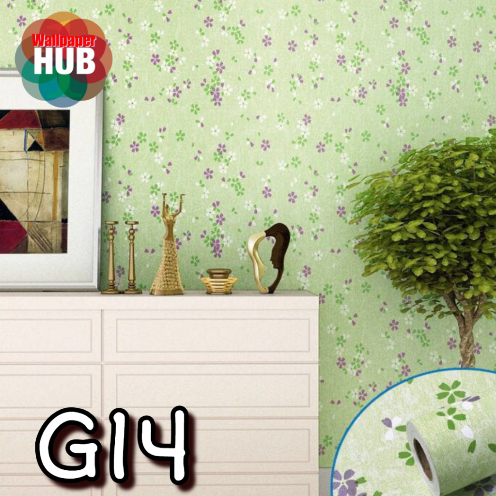 HUB Wallpaper Green Floral PVC Waterproof Self Adhesive Wall Sticker ...