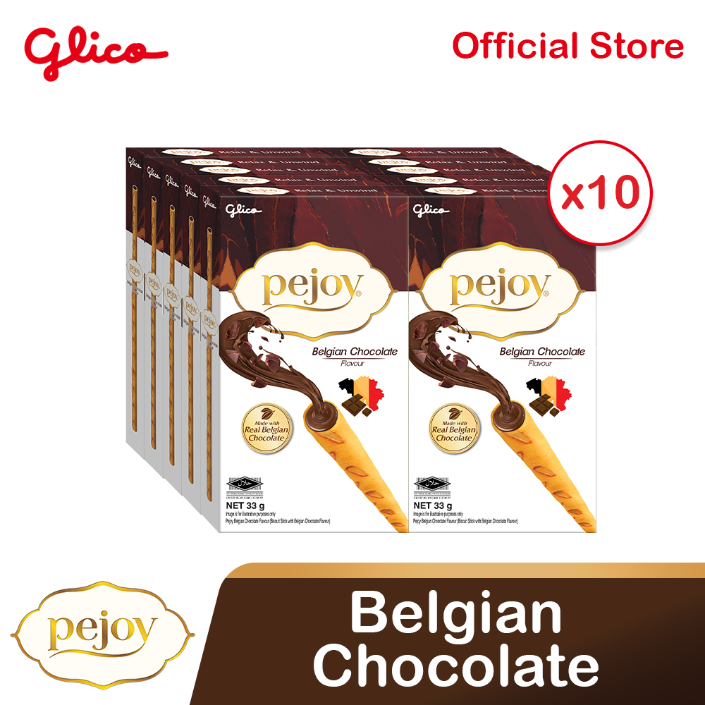 Pejoy Belgian Chocolate Biscuit Sticks 33g by 10s | Shopee Philippines