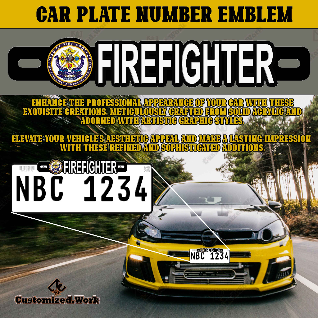 Firefighter BFP Motorcycle Car Plate Number Emblem Badge | Shopee ...