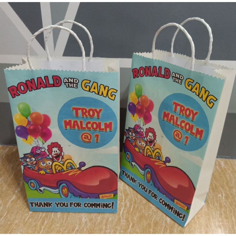 Mc Do Ronald and the Gang theme Loot Bag Birthday Giveaways Party ...