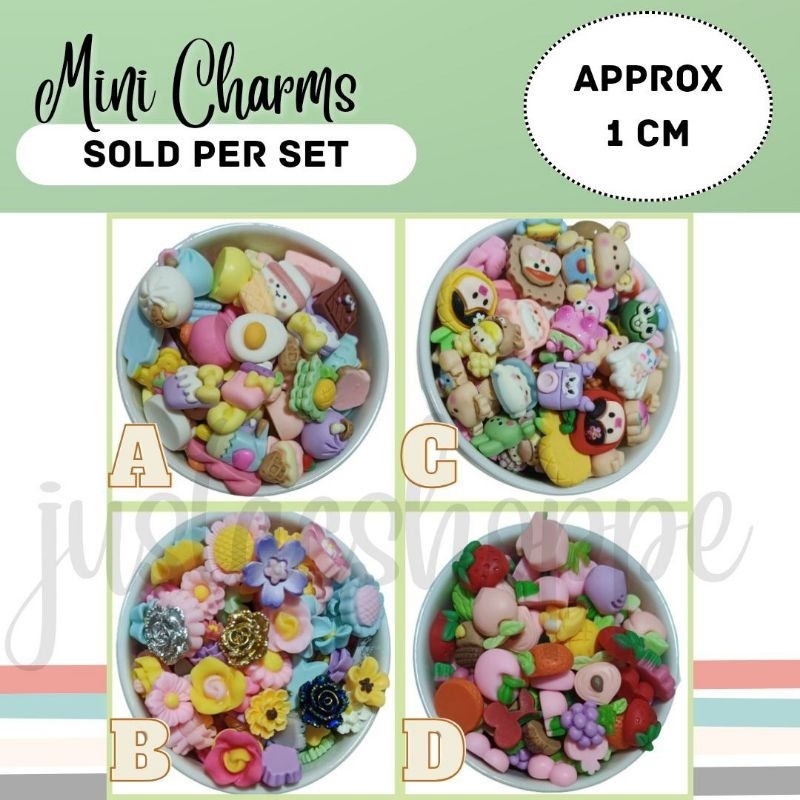 10pcs Mini Charms - approx 1cm - food flowers fruits characters DIY ...