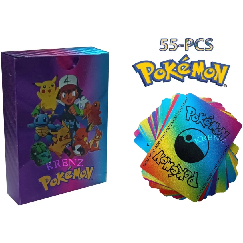 FELICE NEW COD! 55 Cards Pokemon Rainbow Metallic Pokemon Cards ...