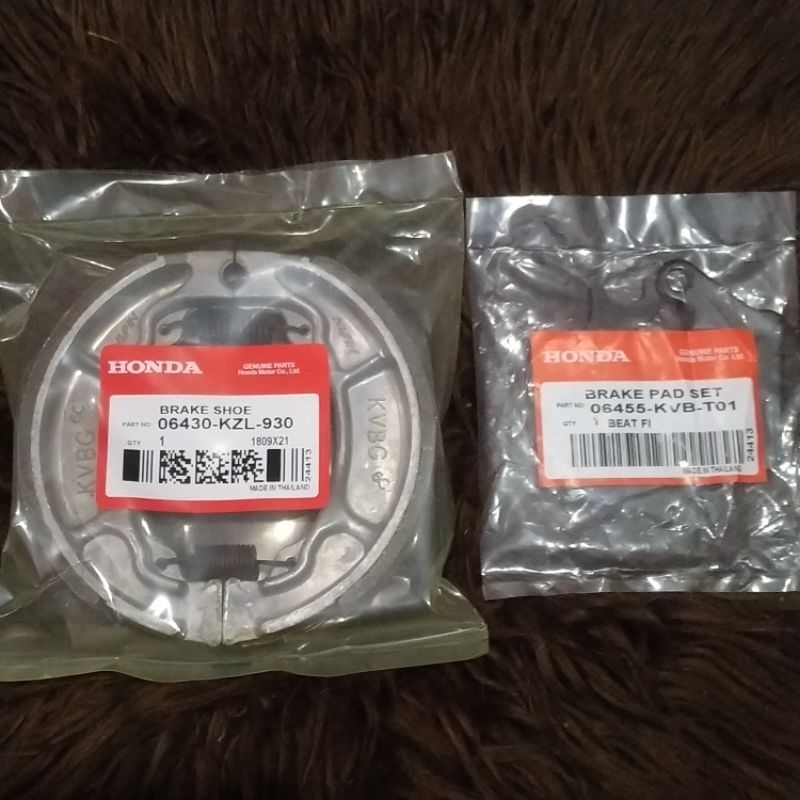 Genuine Brake shoe & Brake pad Set (Front,Rear) For Honda Beat Fi ...
