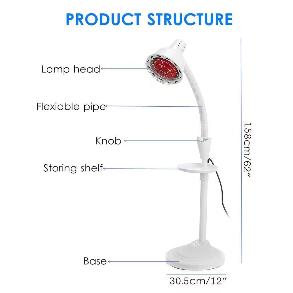 275W Floor Stand Infrared IR Temperature Light Therapy Heat Lamp Pain ...