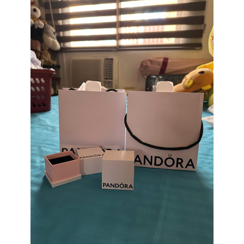 original pandora box and paperbag with tissue and sticker for earrings ...