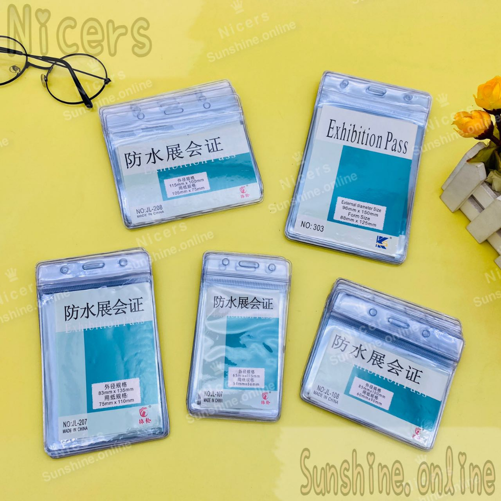 12PCS/PK Transparent Plastic ID Holder with Zip Lock Vertical and ...
