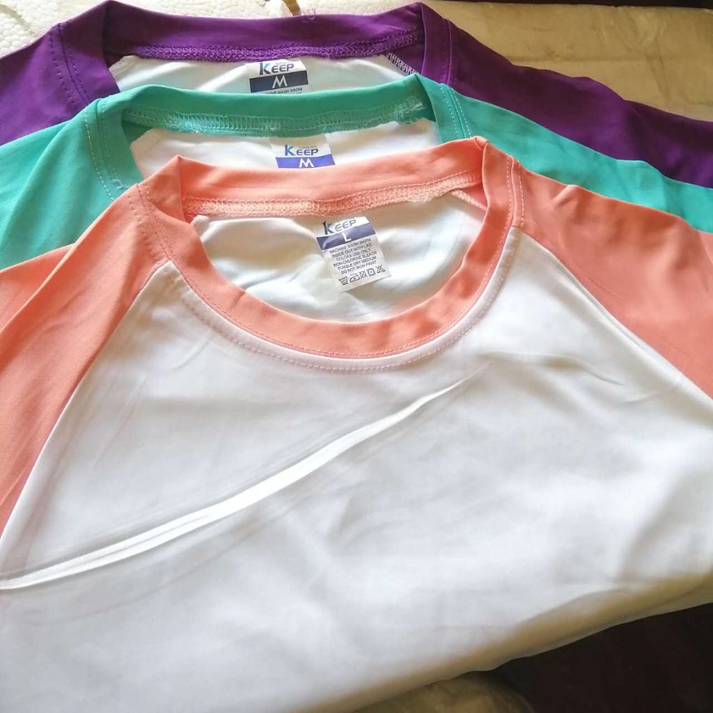 keep active dry RAGLAN t-shirt white with short sleeve color peach ...