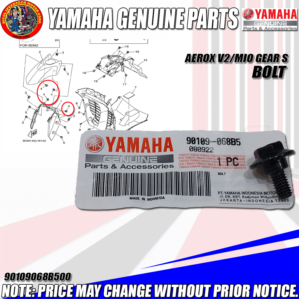 AEROX V2/ MIO GEAR S/ FAZZIO 125 BOLT (YGP) (Genuine: 90109-068B5 ...