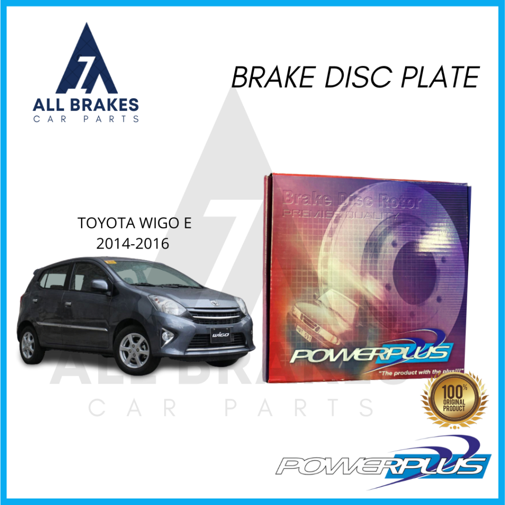 Powerplus Rotor Disc Brake Plate Front for Toyota WIGO E 2014-2016 (PRD ...