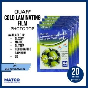QUAFF Cold Laminating Film Photo Top 20 sheets A4 size (Glossy|Matte ...