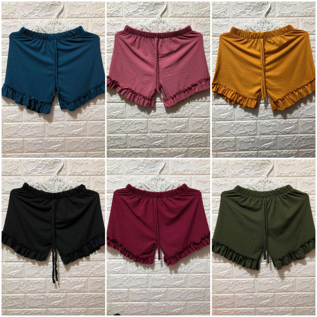Kikays Plain Knitted Ruffled Sexy Shorts | Shopee Philippines