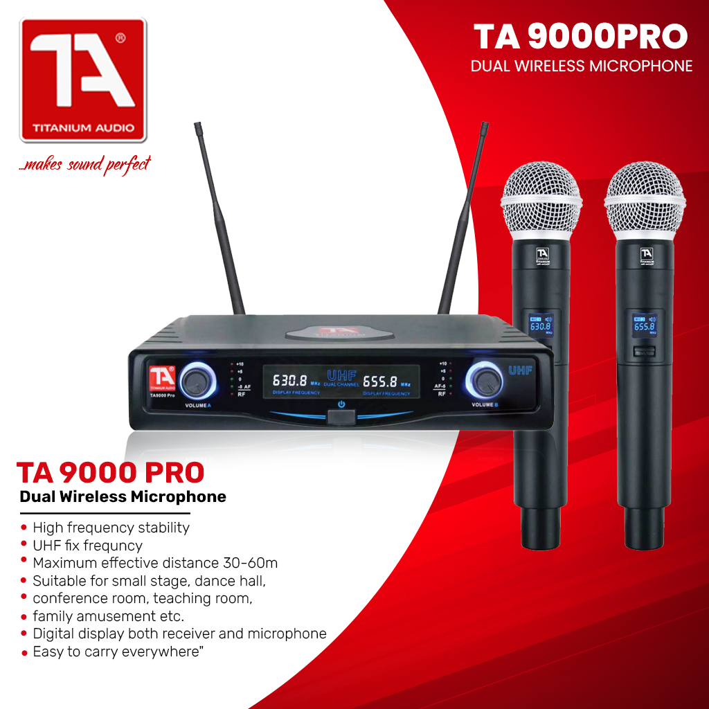 Titanium Audio TA 9000 PRO / UHF Professional DUAL Wireless Microphone / Titanium Audio | Shopee ...