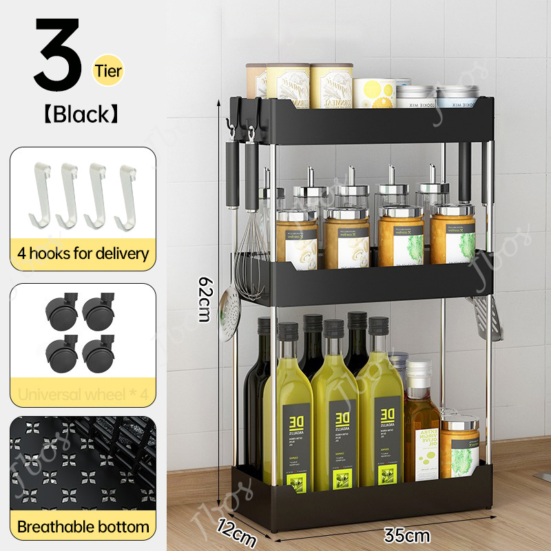 Kitchen Trolley Rolling Cart Storage Rack Organizer Corner Shelf With ...