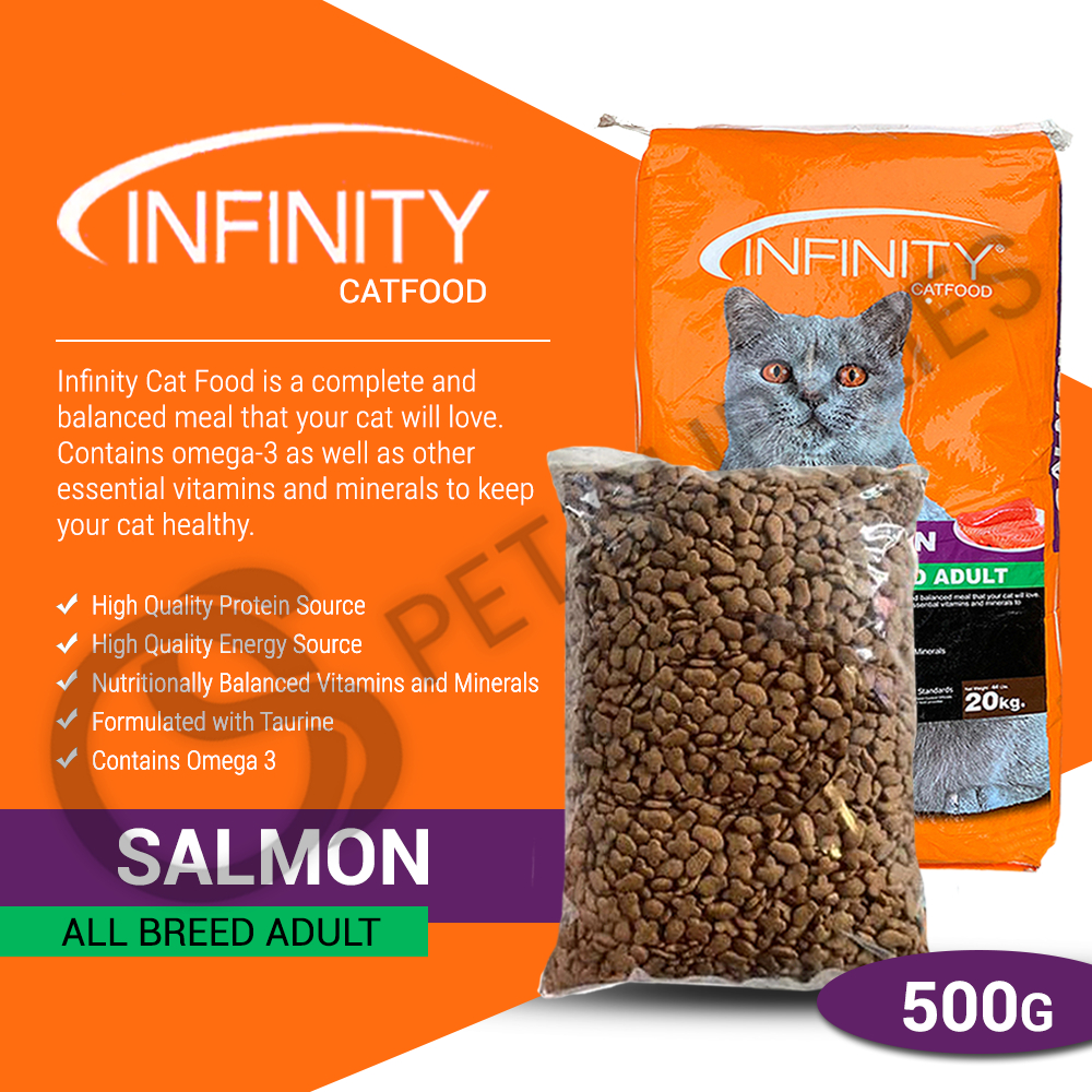 BOB-500g Infinity Cat Dry Food Salmon Flavor For All Breeds Adult Cats ...