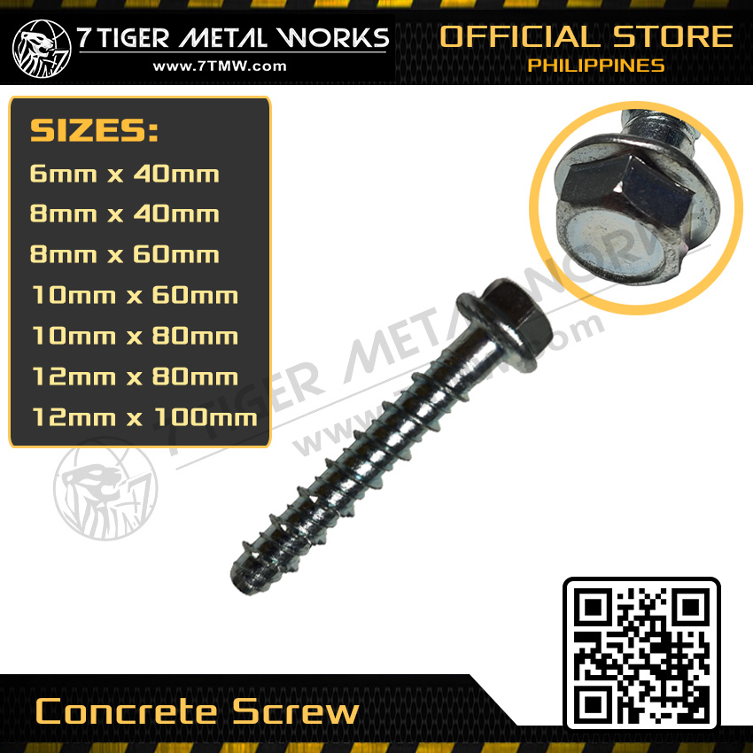concrete screw 6mm to 8mm / masonry screw / anhcor screw | Shopee ...