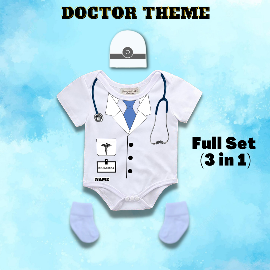 FULL SET (3 in 1) Baby Romper Monthly Milestone Profession Theme Pilot ...