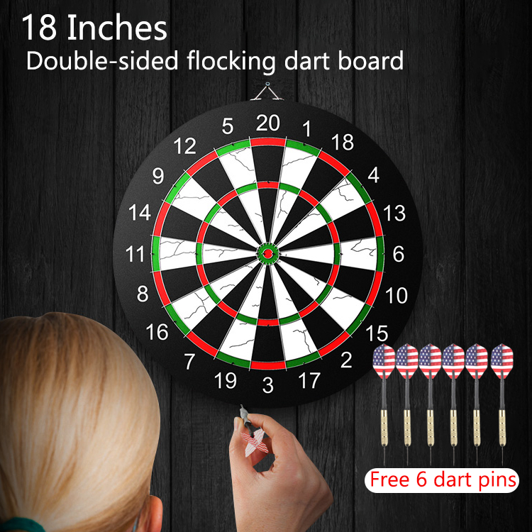 18 Inch Dart Board Original Set With 6 Dart Pin Double Board Flocking