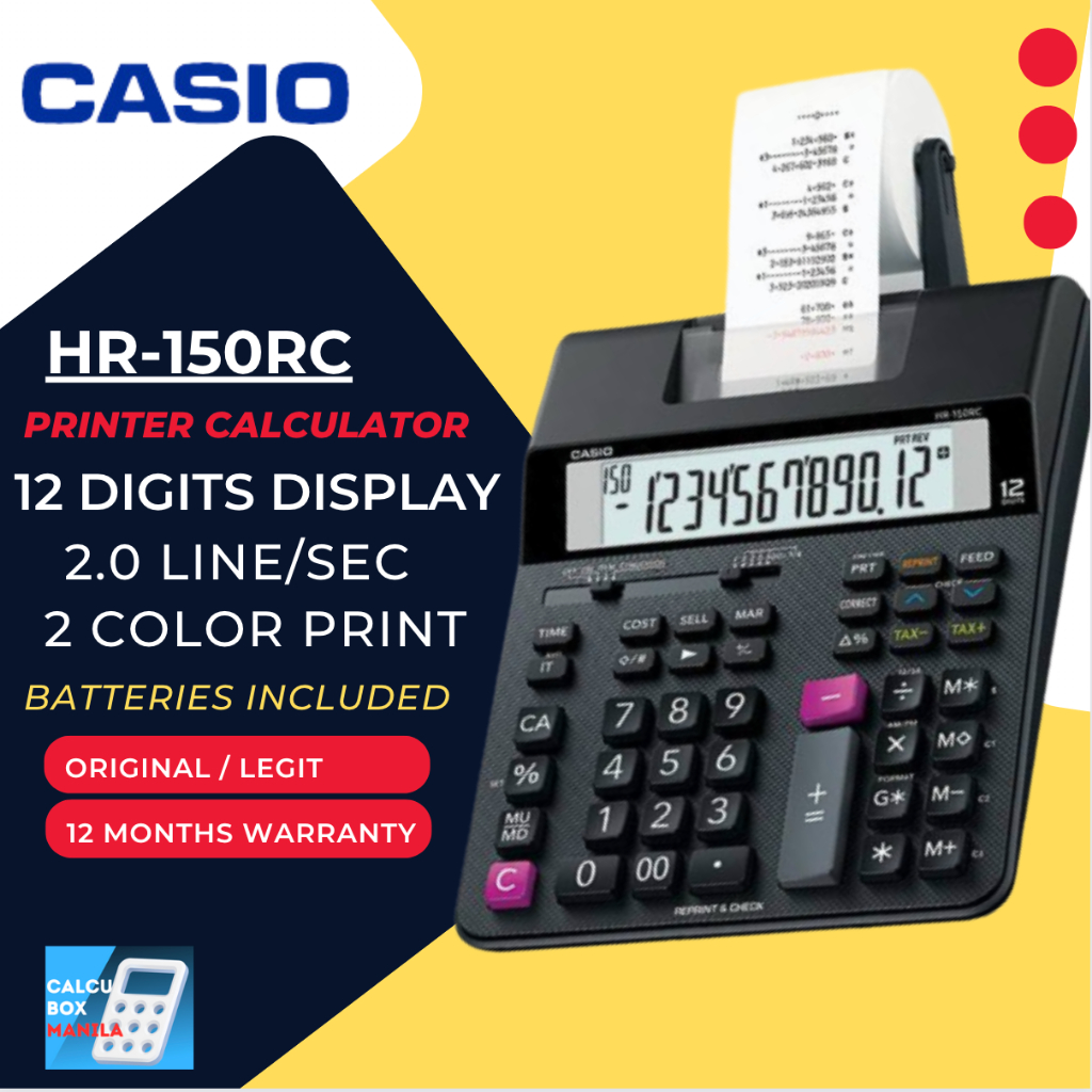 CASIO HR150RC PRINTER CALCULATOR WITH 1 YEAR WARRANTY BATTERIES ONLY ...