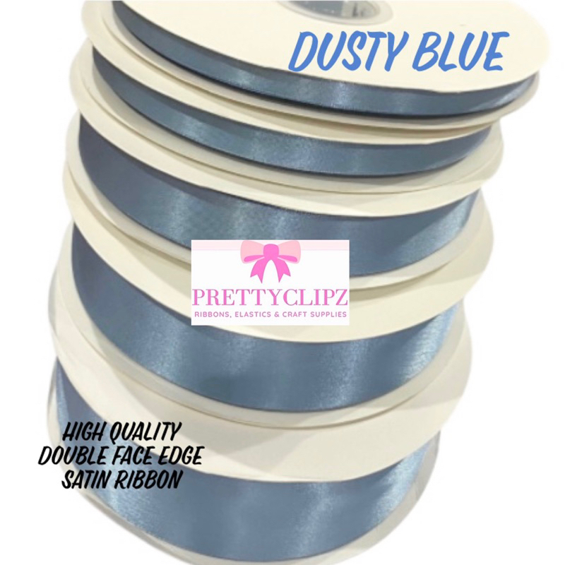 Dusty Blue Double Face High Quality Satin Ribbon 25Y Rolls | Shopee ...