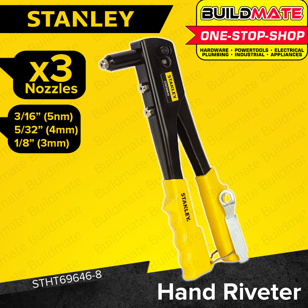BUILDMATE Stanley Hand Riveter 3 Nozzles Fastener Gun Rivet Leather ...