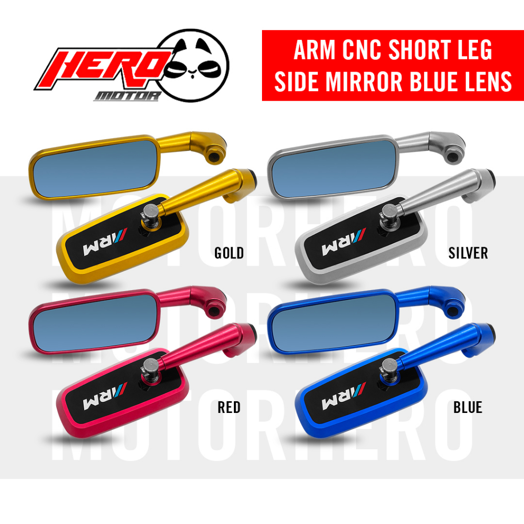 ARM Cnc Short Leg Side Mirror Blue Lens Heavy Duty Material Made in ...