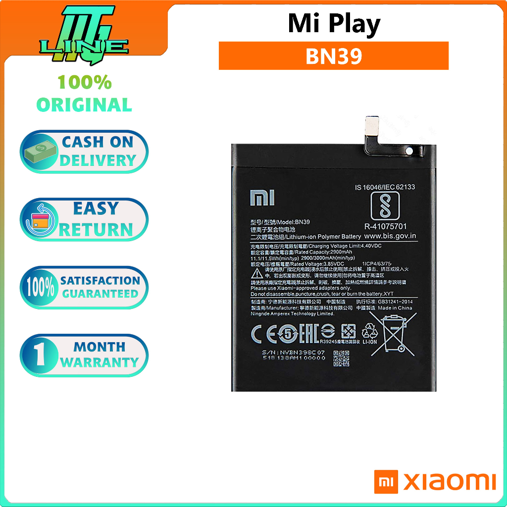Battery for Orig Xiao.mi Mi Play Battery BN39 3000mAh Capacity | Shopee ...
